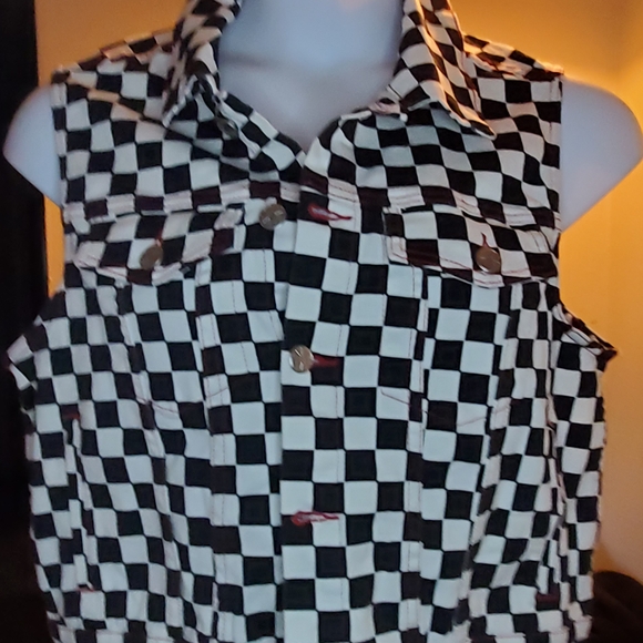 Dolls Kill | Jackets & Coats | Checkered Sleeveless Buttonup Vest Xxl ...